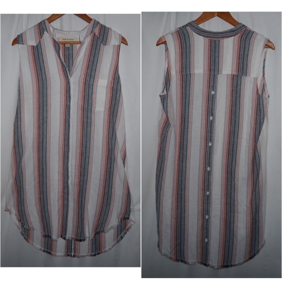 cloth & stone | Dresses | Cloth Stone Fringe Hem Serape Stripe Dress ...